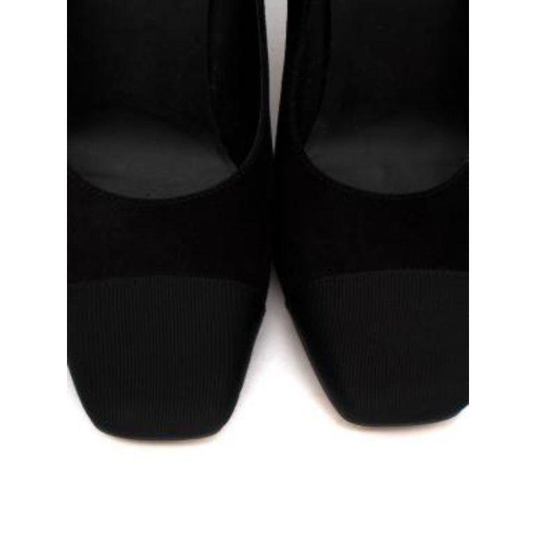 Black Suedesatin Cap Toe Square Toe Pumps For Sale At 1stdibs