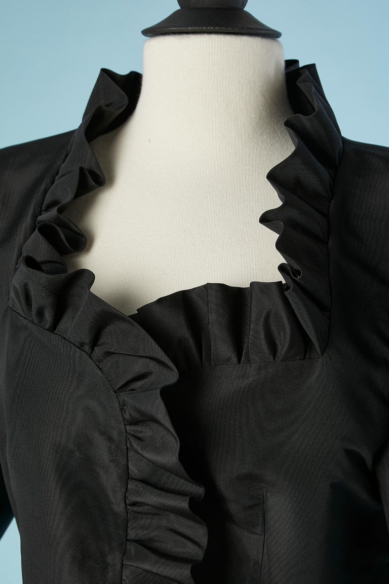 Black taffetas moiré evening jacket with ruffle collar Catagini For ...