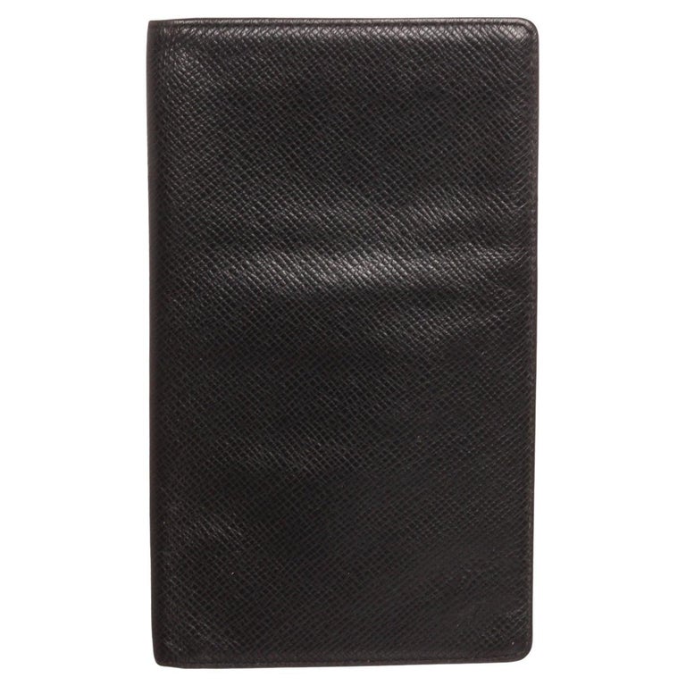 Black taiga leather Louis Vuitton checkbook wallet with tonal leather ...