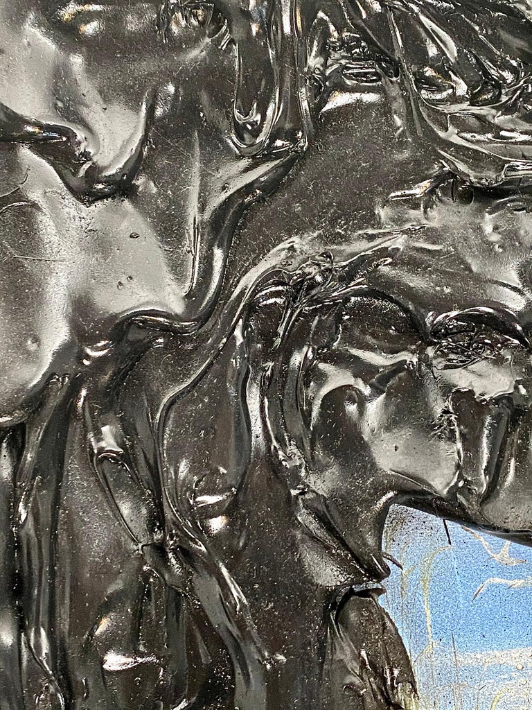 Black Tar on Vintage Painting, 21st Century by Mattia Biagi For Sale at ...