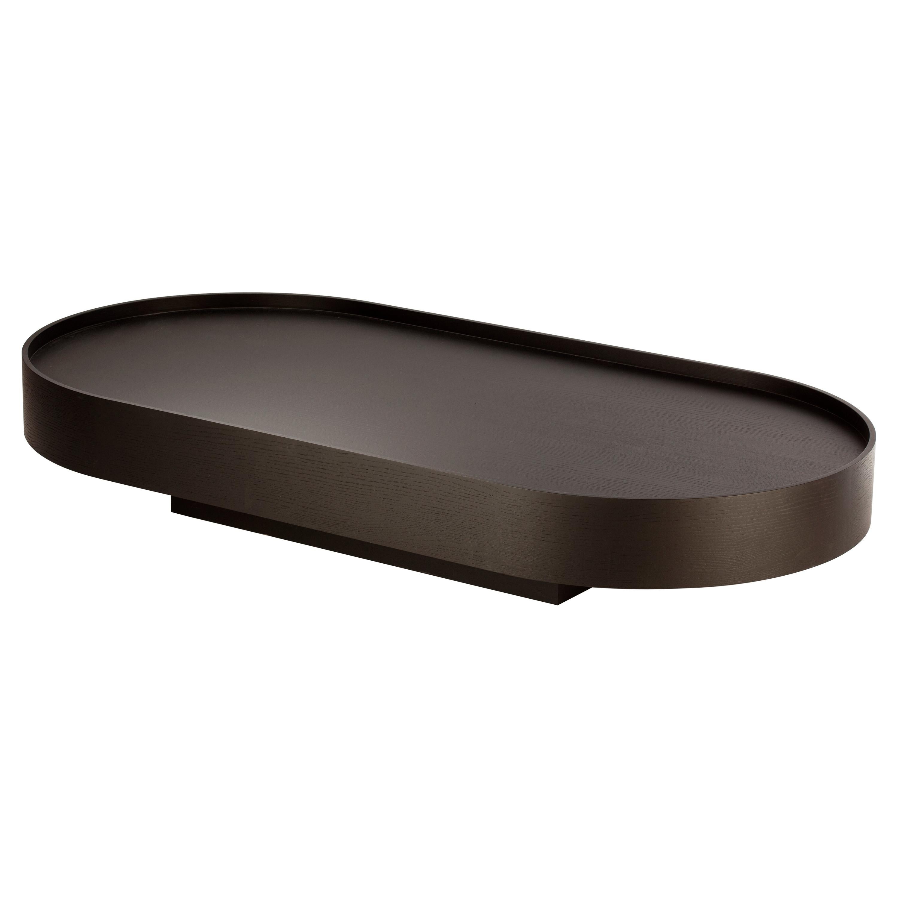 Contemporary Modern Collin Center Table in Black Glass and Oak Wood by ...