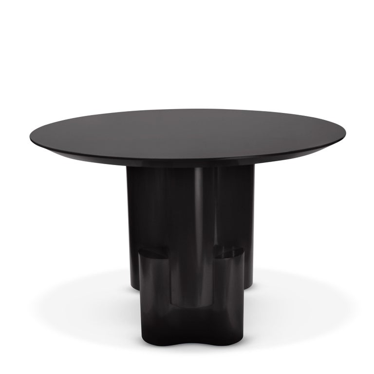 Black Lacquered Tsugime Pedestal Table by Chapter and Verse For Sale at 1stDibs