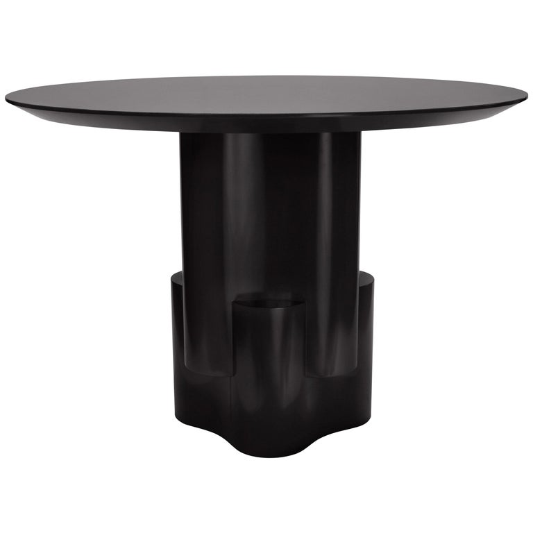 Black Lacquered Tsugime Pedestal Table by Chapter and Verse For Sale at 1stDibs