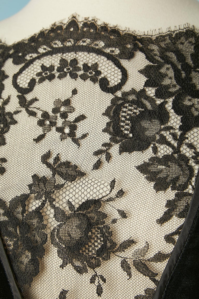 Black velvet cocktail dress with a deep V lace neckline Valentino ...