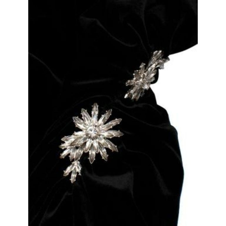 Black Velvet Embellished Draped Gown For Sale at 1stDibs