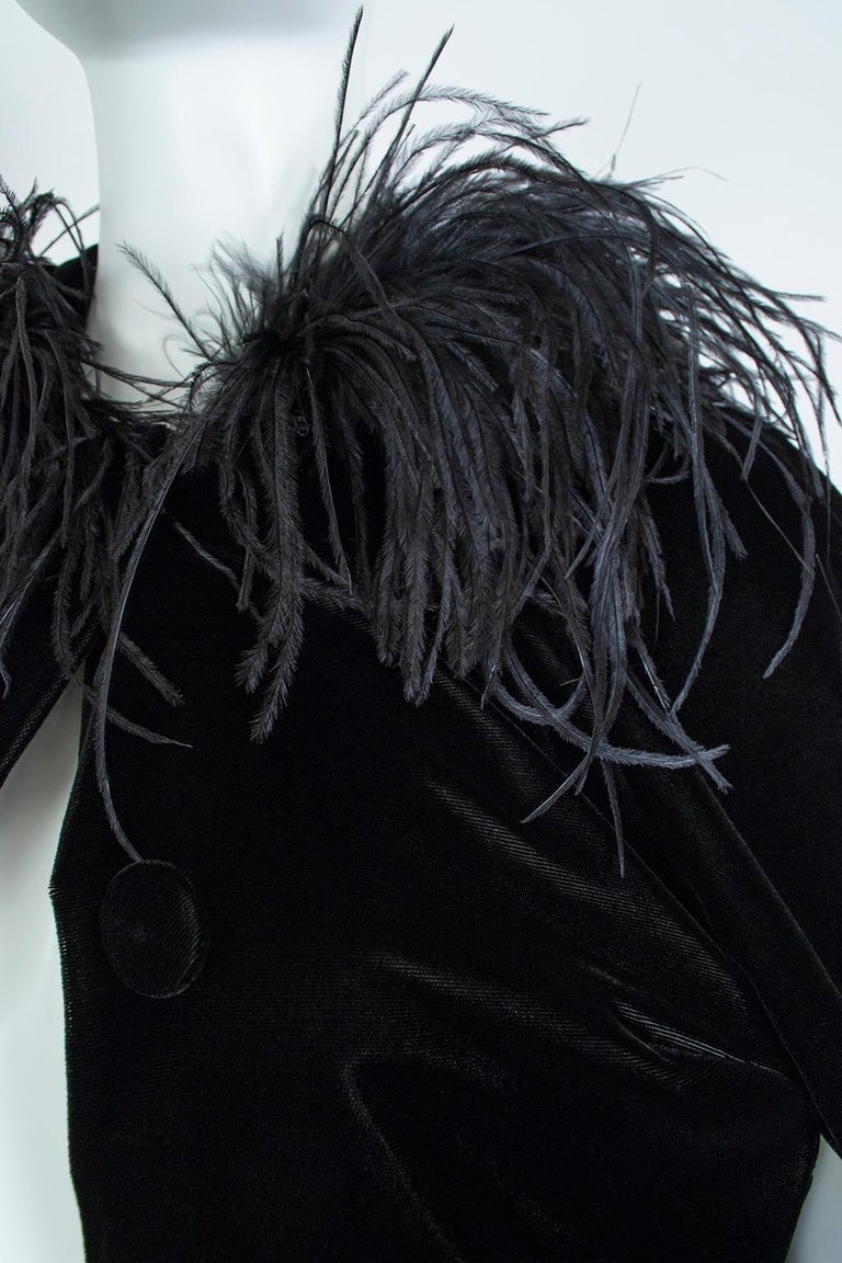 Black Velvet Full-Length Cloak Cape with Ostrich Feather Hood – S ...