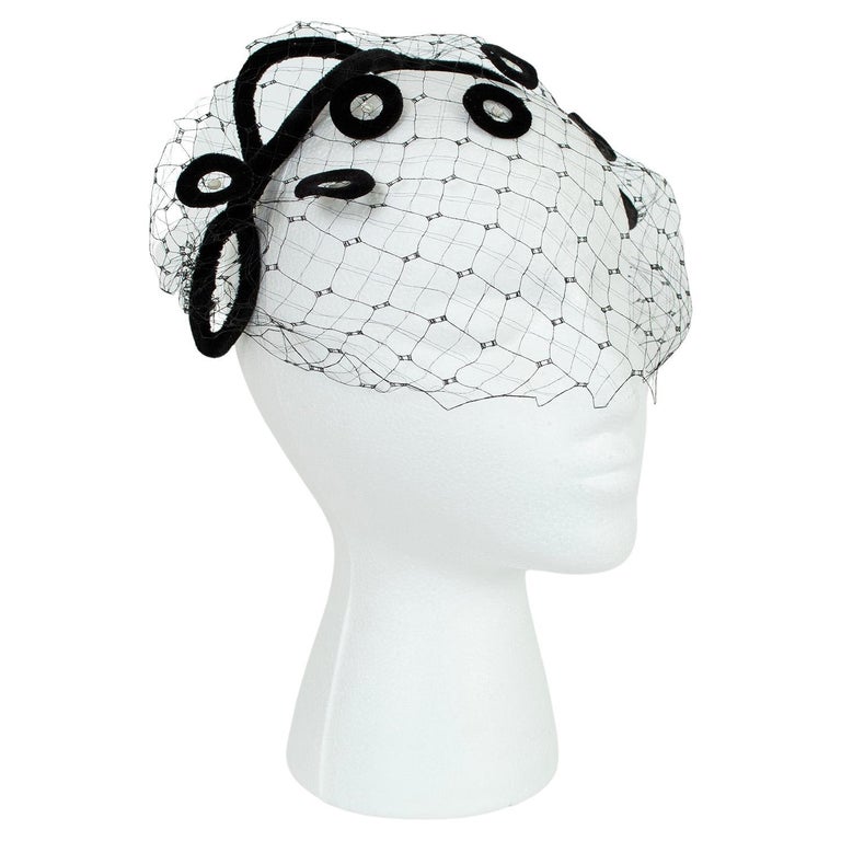 Black Velvet Headband Fascinator with Rhinestone-Studded Veil – O/S ...