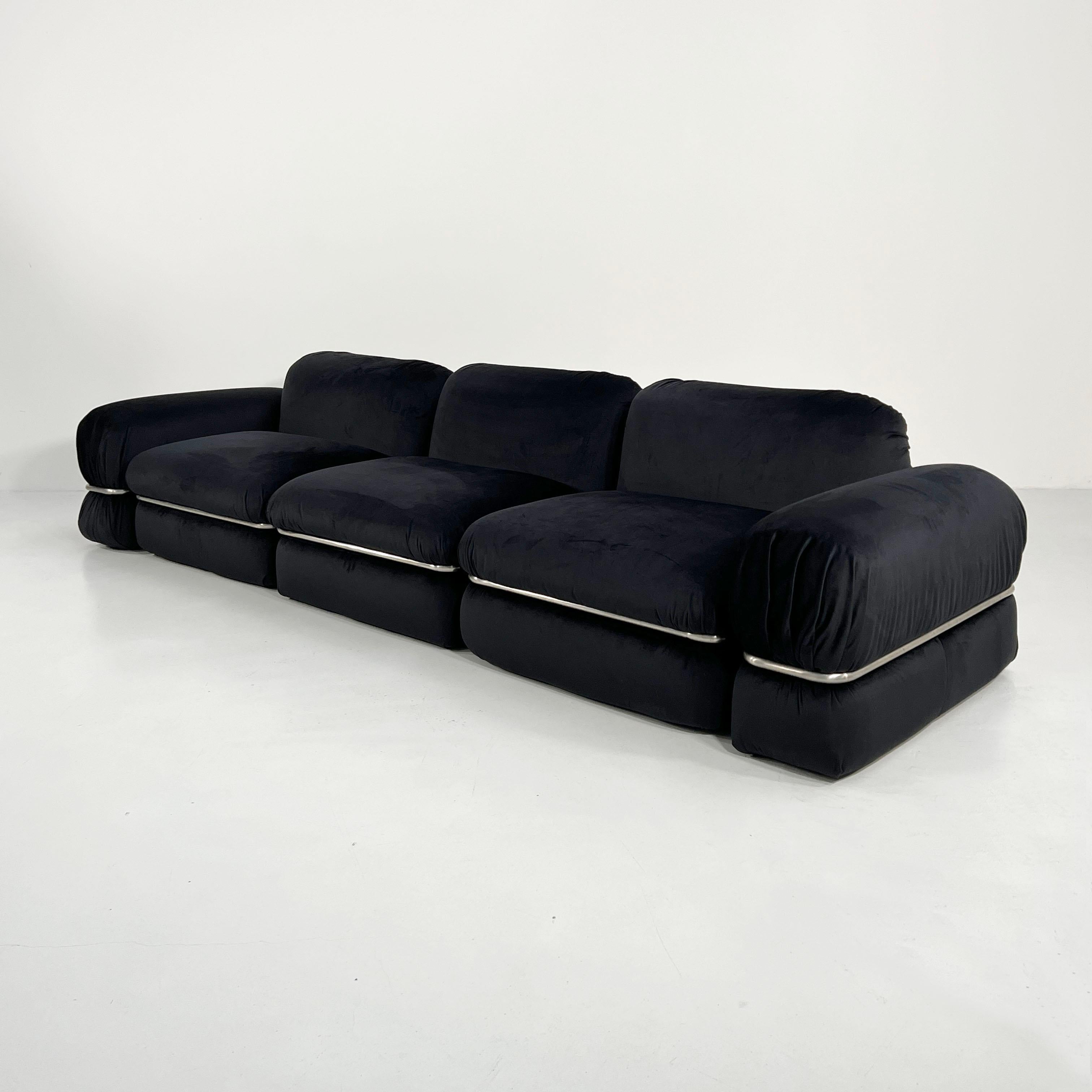 Black Velvet Modular Sofa by Rodolfo Bonetto for Tecnosalotto, 1960s ...