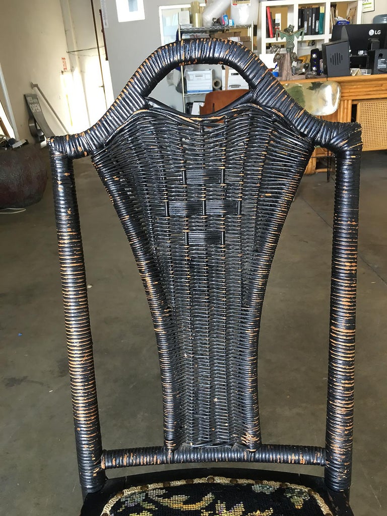 Black Victorian Southern Gothic Wicker Back Side Chair at 1stDibs ...