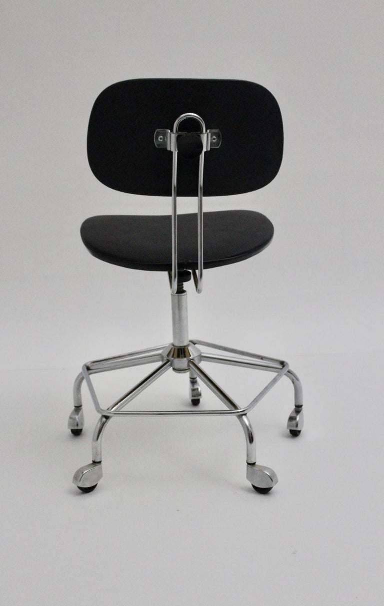 Black Vintage Mid-Century Modern Egon Eiermann Swiveling Desk Chair ...