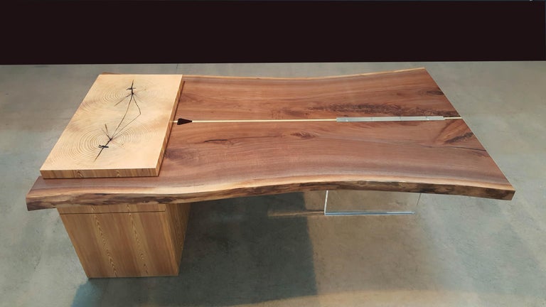 Organic Black Walnut Character Grade Slab Desk with Heart Growth Pin ...