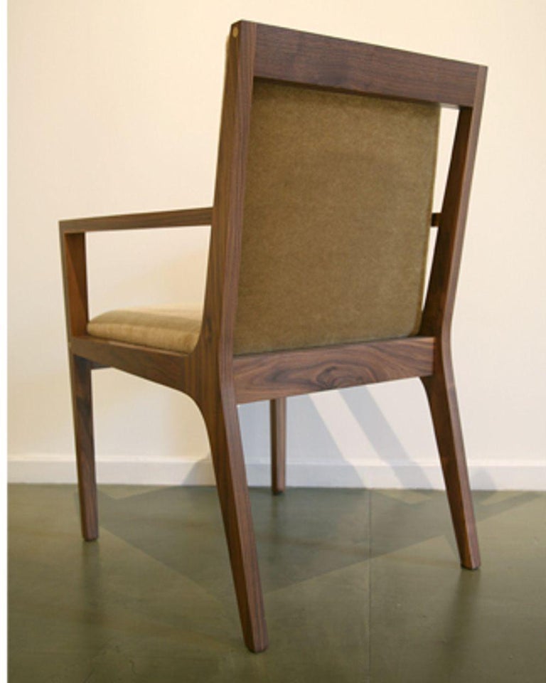 Modern Black Walnut Dining Chair with Mohair Fabric Cushion For Sale at ...