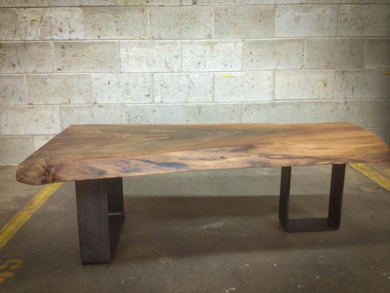 Black Walnut Live Edge Coffee Table on Steel For Sale at 1stDibs