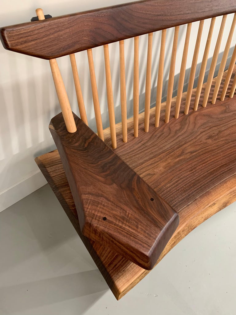 Black Walnut Live Edge Spindle Back Entry Bench, in Stock For Sale at ...