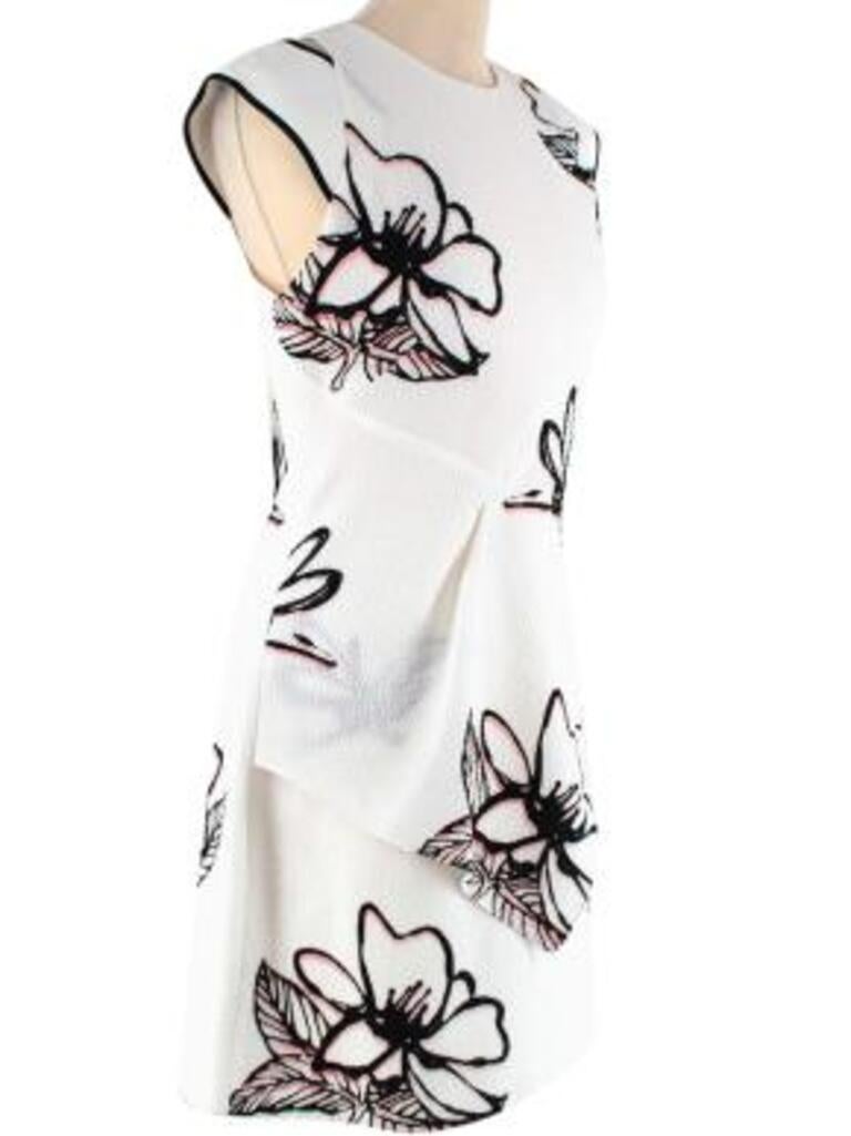 black and white floral print cloque mini dress For Sale at 1stDibs