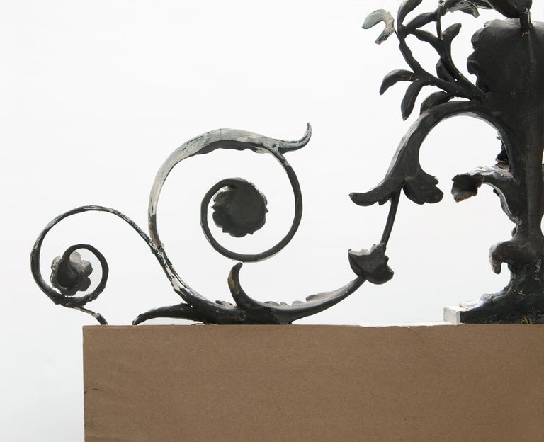 Black White and Gold Mirror /Iron Scrolls and Top Crest For Sale at 1stDibs