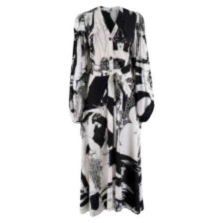 Loewe Black and White Graphic Print Crepe Dress - s For Sale at 1stDibs