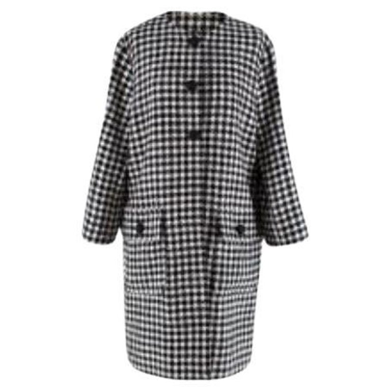 Black and White Houndstooth Wool Coat For Sale at 1stDibs