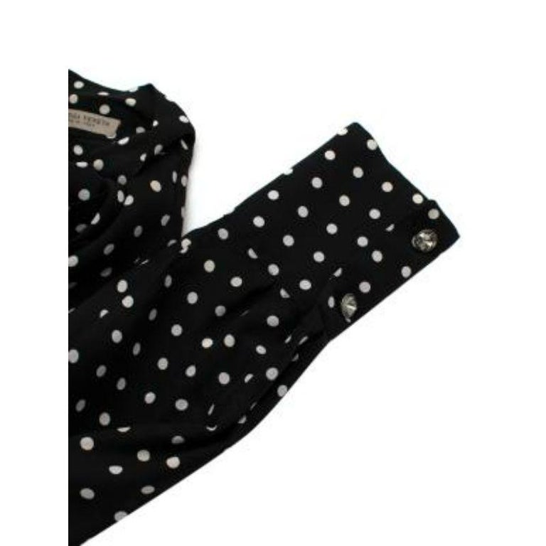 black and white silk crepe polka dot lavaliere blouse For Sale at 1stDibs