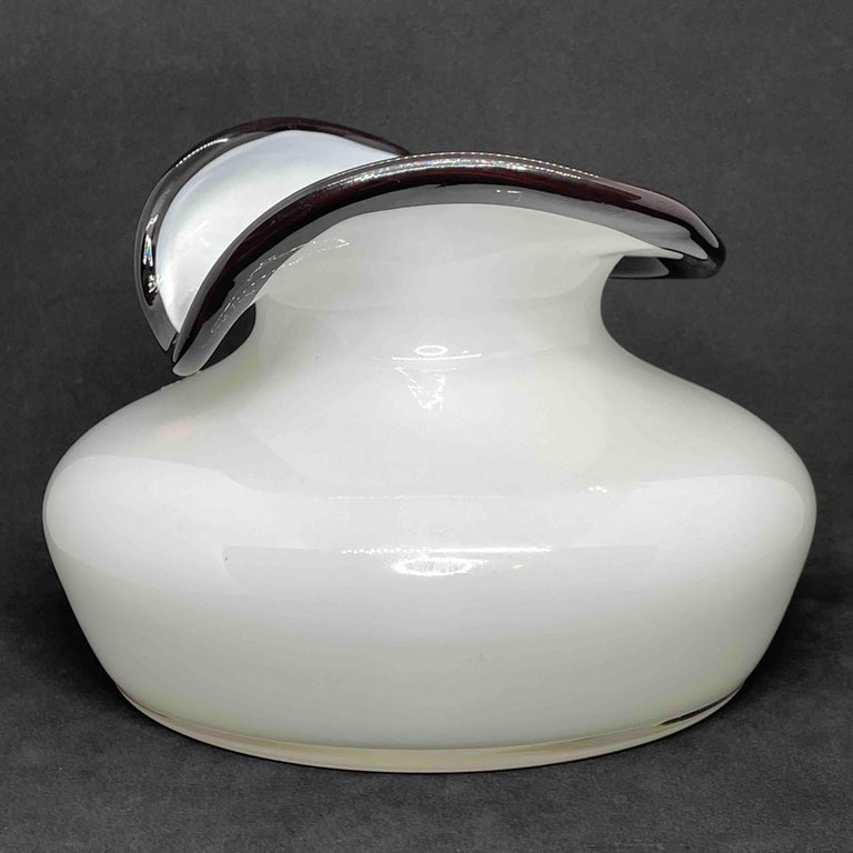 Black and White Vase J. Sluczan, Orkusz, Glassworks Tarnowiec, Poland ...