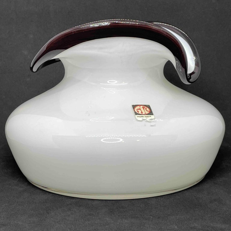 Black and White Vase J. Sluczan, Orkusz, Glassworks Tarnowiec, Poland ...