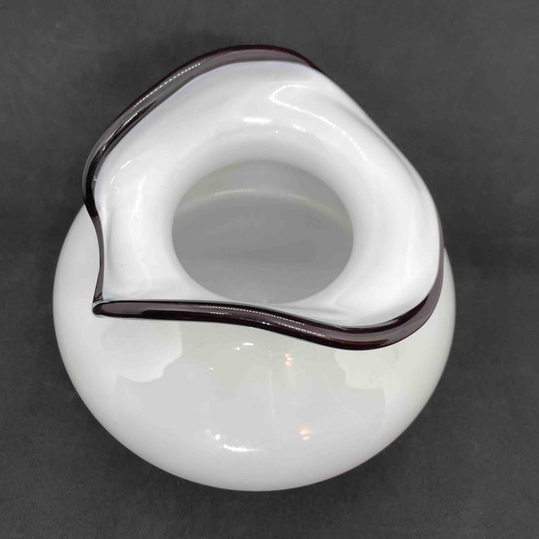 Black and White Vase J. Sluczan, Orkusz, Glassworks Tarnowiec, Poland ...