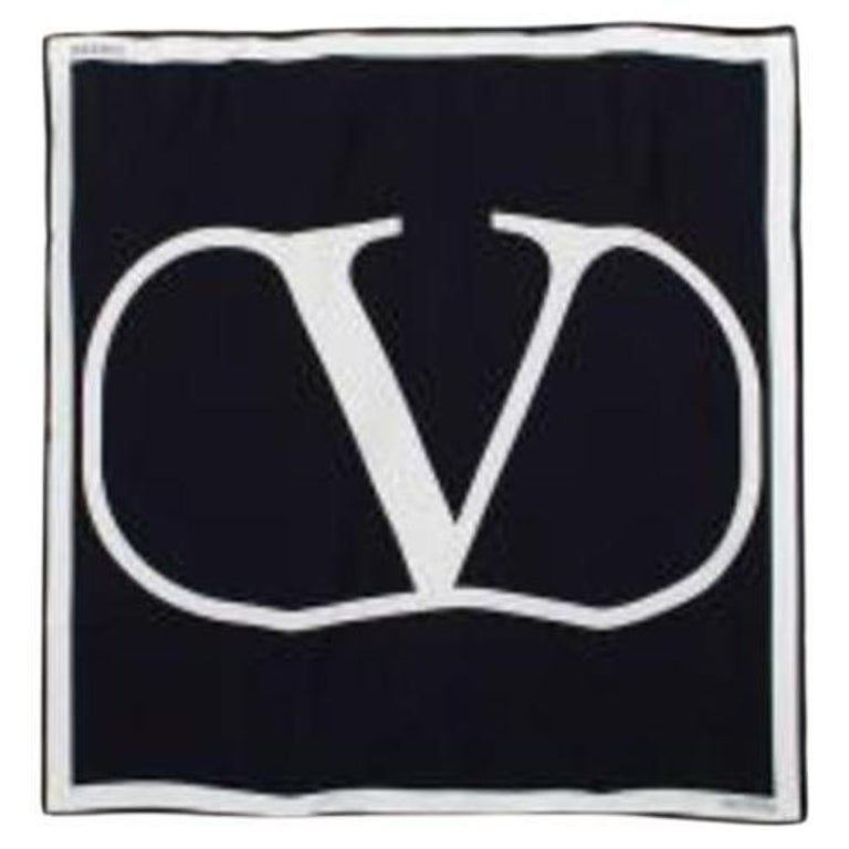 black and white Vlogo silk twill square scarf 140 For Sale at 1stDibs