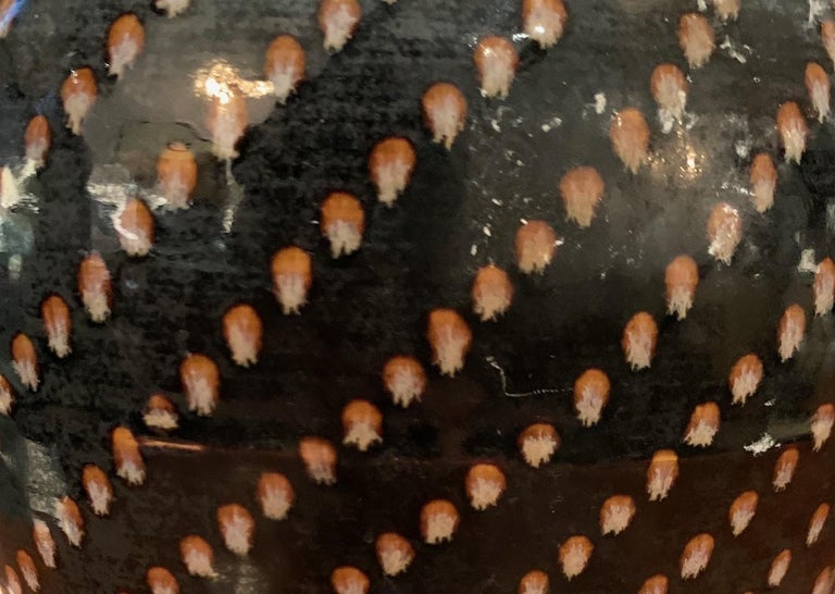 Black with Diagonal Hand Painted Cream Dots Design, China, Contemporary ...