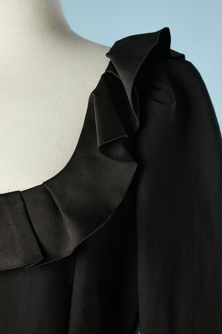Black wool cocktail dress with black satin ruffles Lanvin par Alber ...