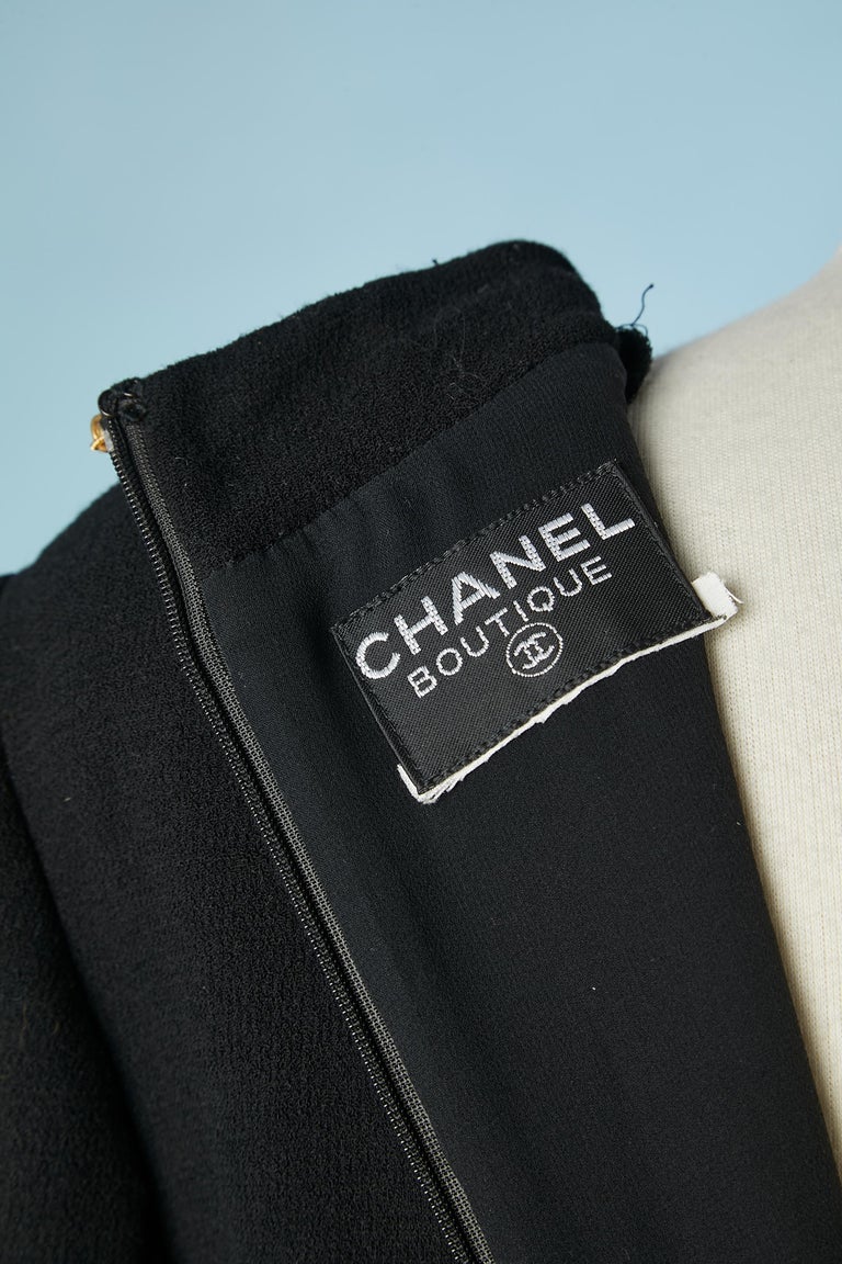 Black wool cocktail dress with pearls long neckless Chanel Boutique For ...