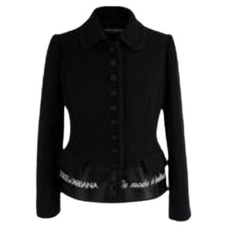Black Wool embroidered jacket For Sale at 1stDibs