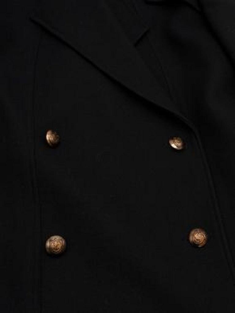 Black Wool Long Double Breasted Tailored Coat For Sale at 1stDibs
