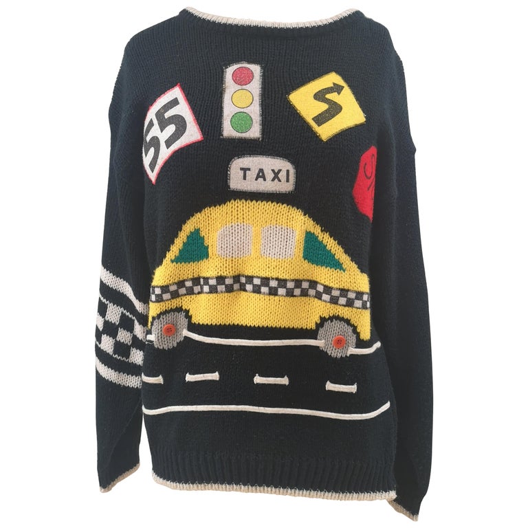 Black wool taxi sweater / pull For Sale at 1stDibs