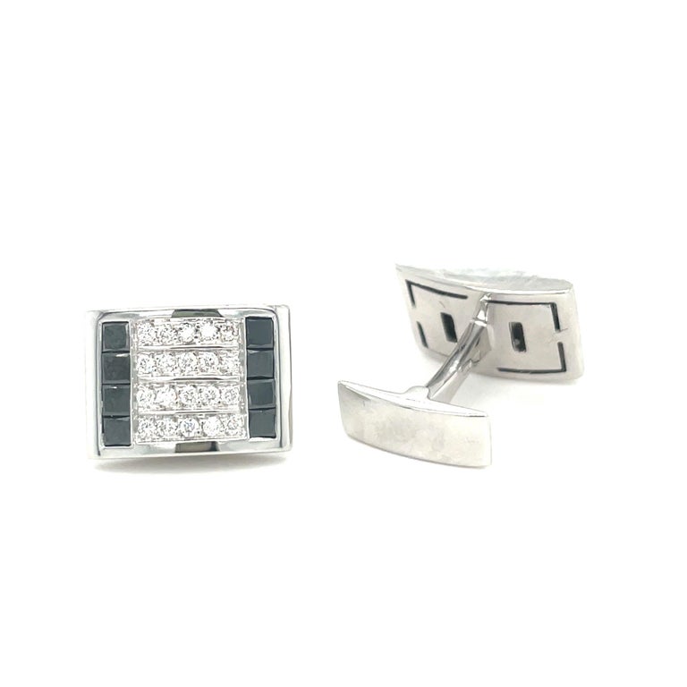 Black Diamonds& White Gold Cufflinks For Sale at 1stDibs