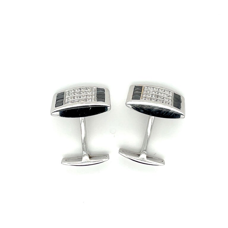Black Diamonds& White Gold Cufflinks For Sale at 1stDibs