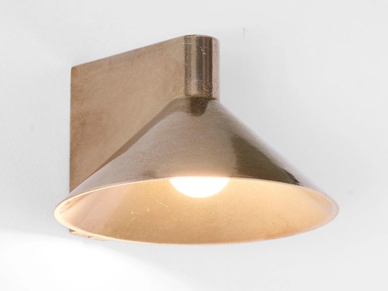Conical Up, Sculpted Blackened Bronze Wall Light by Henry Wilson For ...