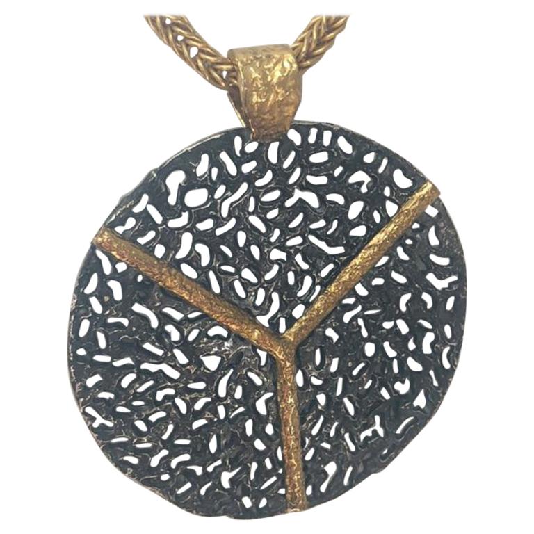 Blackened Silver Moon Face Pendant For Sale at 1stDibs