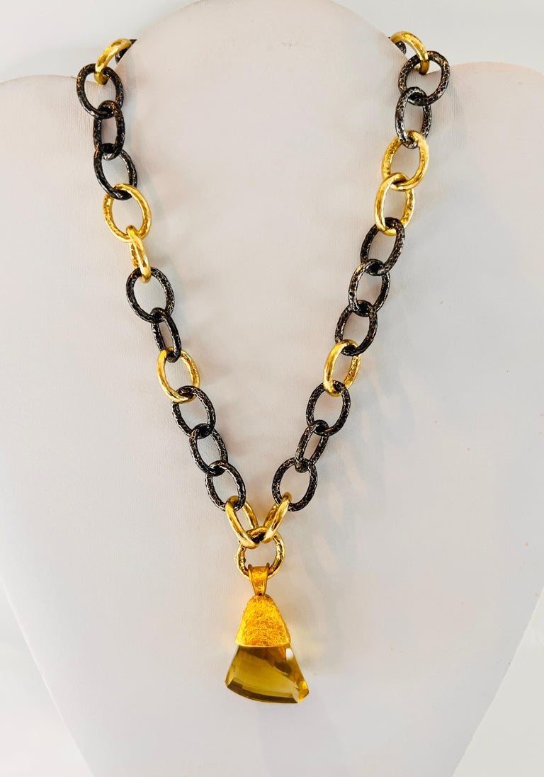 The 50/50 Blackened Silver and Gold 16" Chain Necklace, by Tagili For ...