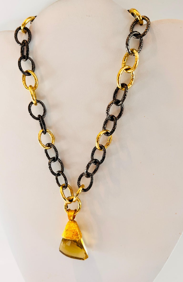 The 50/50 Blackened Silver and Gold 16" Chain Necklace, by Tagili For ...
