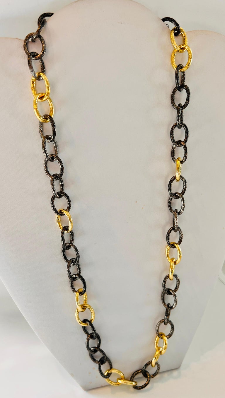 The 50/50 Blackened Silver and Gold 16" Chain Necklace, by Tagili For ...
