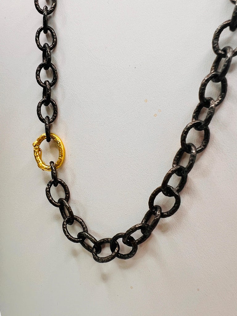Blackened Silver Thick Chain with 20K Gold Clasp, by Tagili For Sale at ...