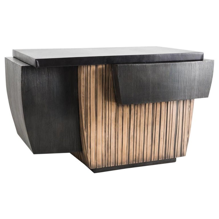 Blackened Steel and Layered Bronze Desk, Usa For Sale at 1stDibs ...