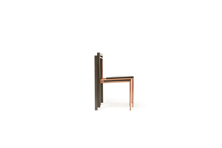 Blackened Steel, Antique Copper and Ebonized Oak Dining Chair For Sale ...
