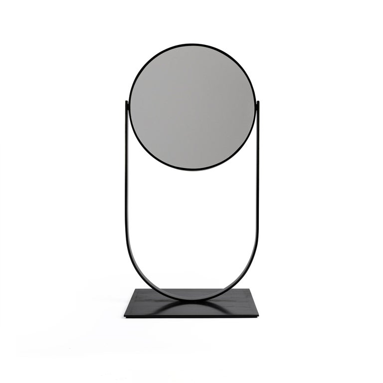 Modern Metal Table Top Swivel Mirror in Blackened Steel Finish For Sale ...