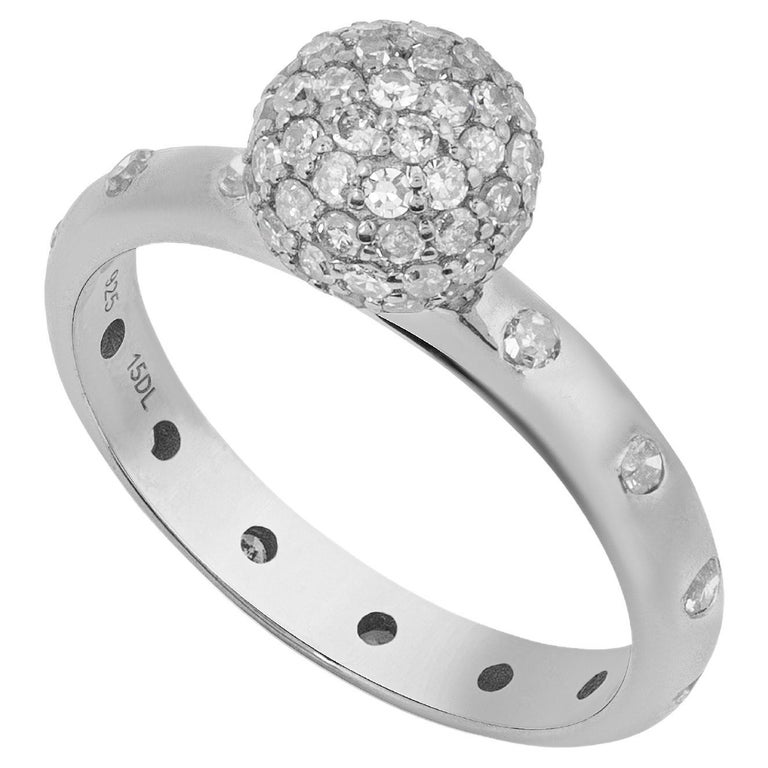 Blackened sterling silver ring with 0,8 carat diamonds For Sale at 1stDibs