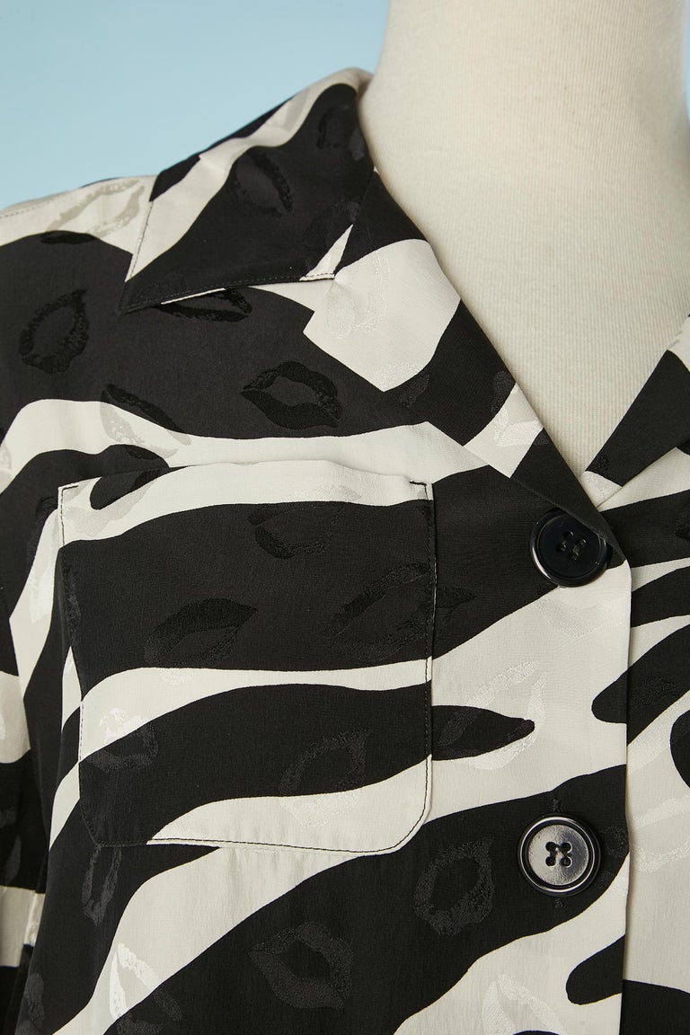 Black&white silk jacquard shirt with zebra print Yves Saint Laurent ...