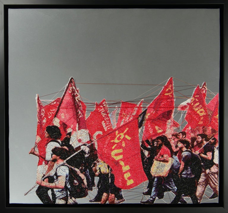 Blair Cahill - Blair Cahill, Embroidery, Fighting Fascism, Framed For Sale at 1stDibs
