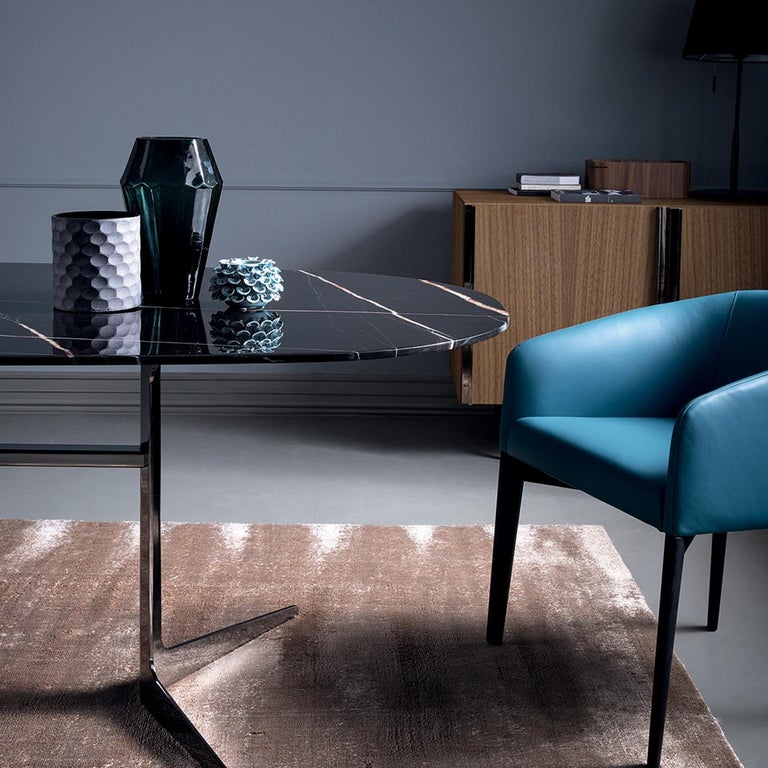 Blake Oval Dining Table with Sahara Noir Marble For Sale at 1stDibs