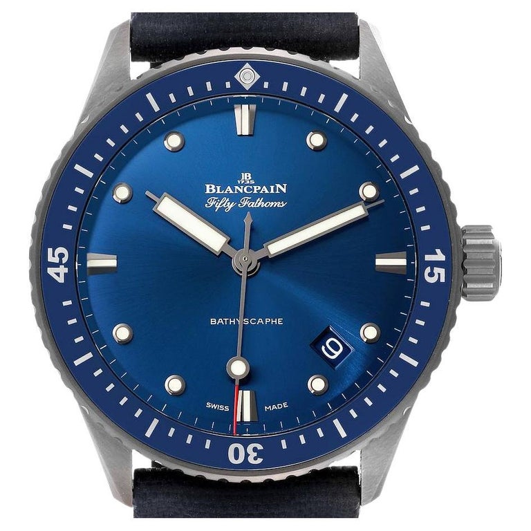 Blancpain Fifty Fathoms Bathyscaphe Ceramic Blue Dial Mens Watch 5000 ...