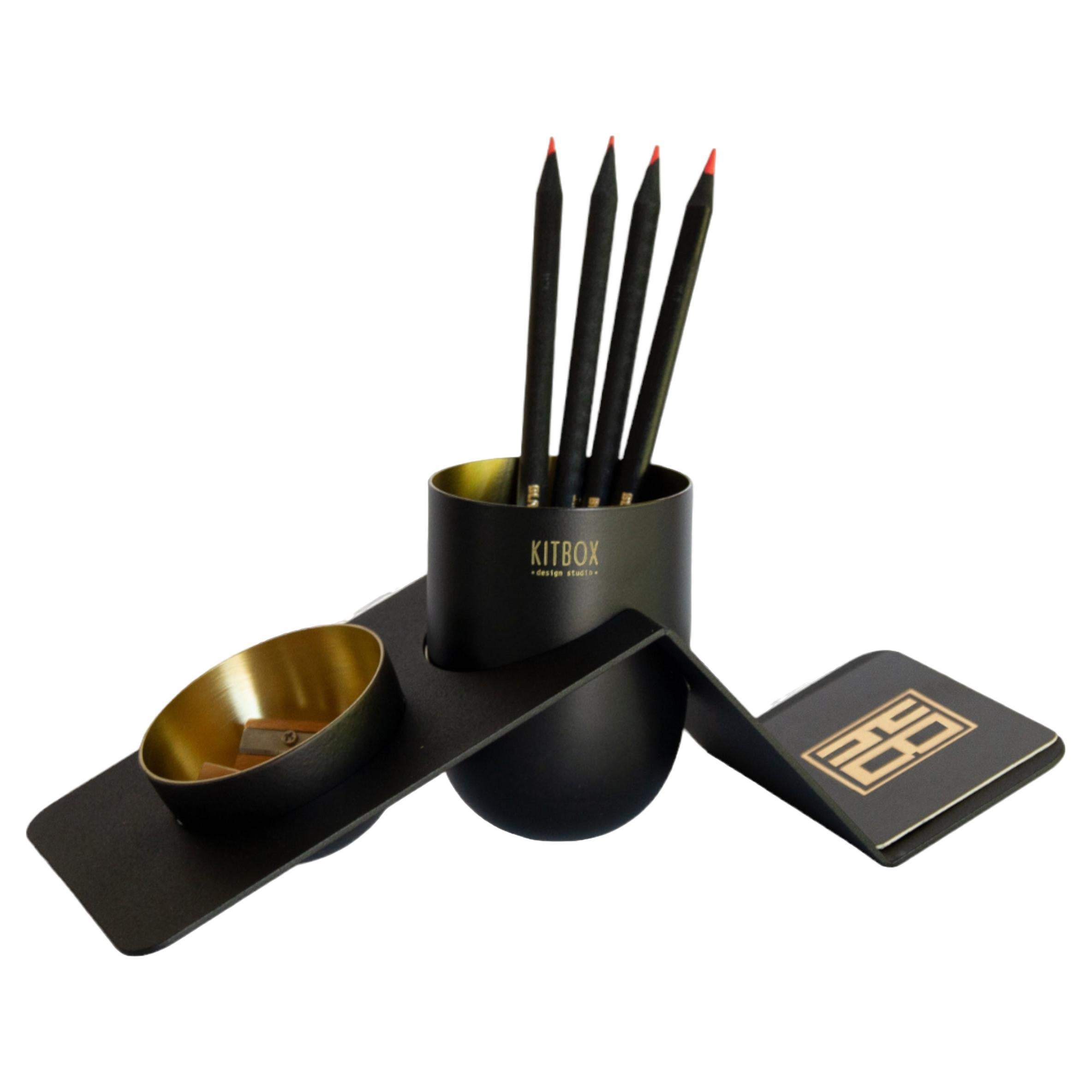 Blank Desk Organizer In Matte Black Coated Brass, Noir Edition, In ...